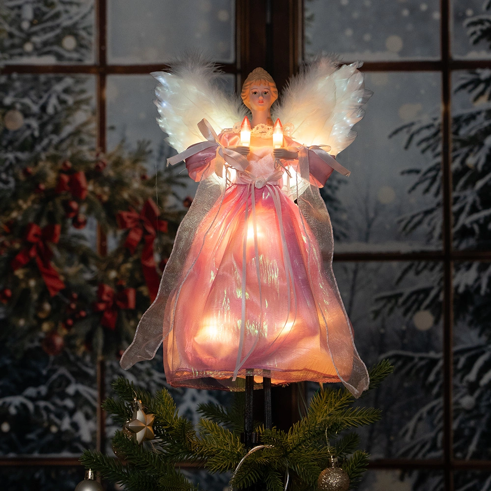 12″ Fiber Optic Angel Christmas Tree Topper, Light Angel Tree Topper ...