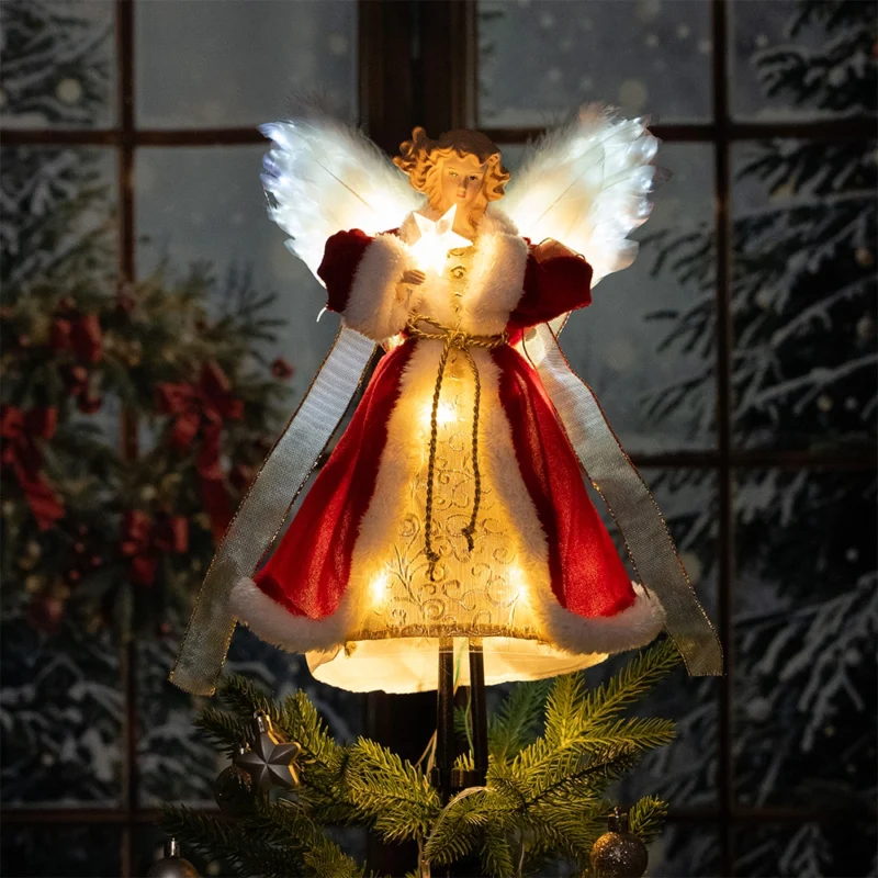12″ Fiber Optic Angel Christmas Tree Topper with Moving Wings